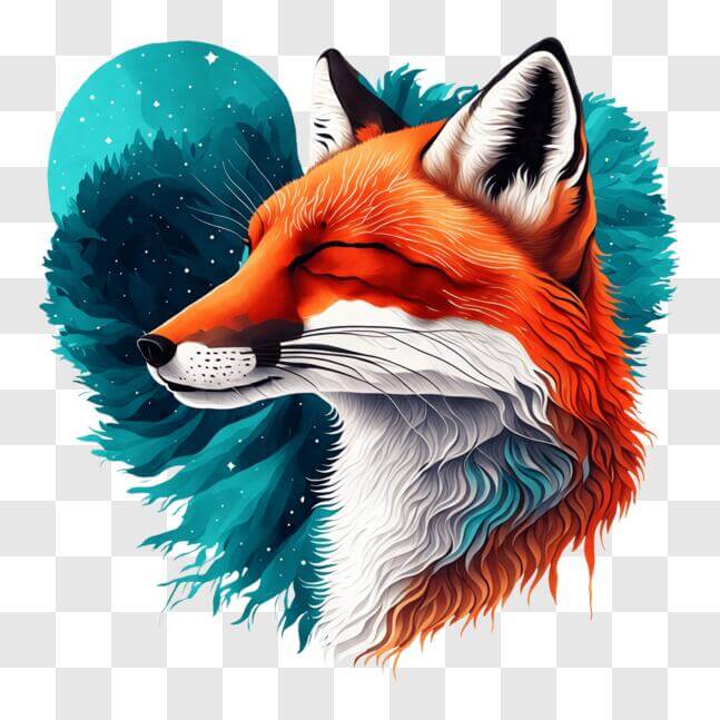 Download Orange Fox Portrait in front of Moon and Stars PNGs Online ...