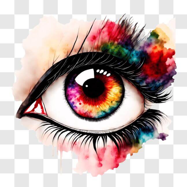 Download Colorful Eye with Dripping Watercolor Paint PNGs Online ...