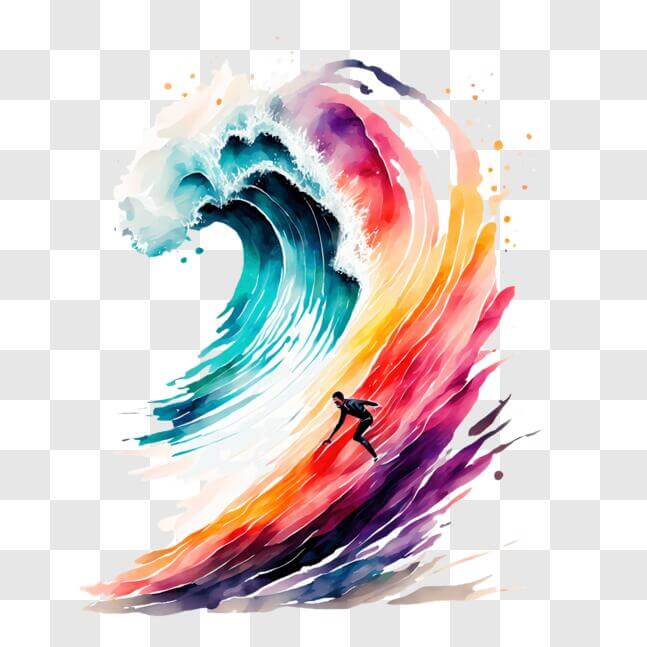 Download Colorful Surfing Image with Ocean Wave and Surfer PNGs Online ...