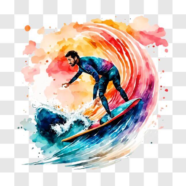 Download Colorful Surfer Riding Waves PNGs Online - Creative Fabrica