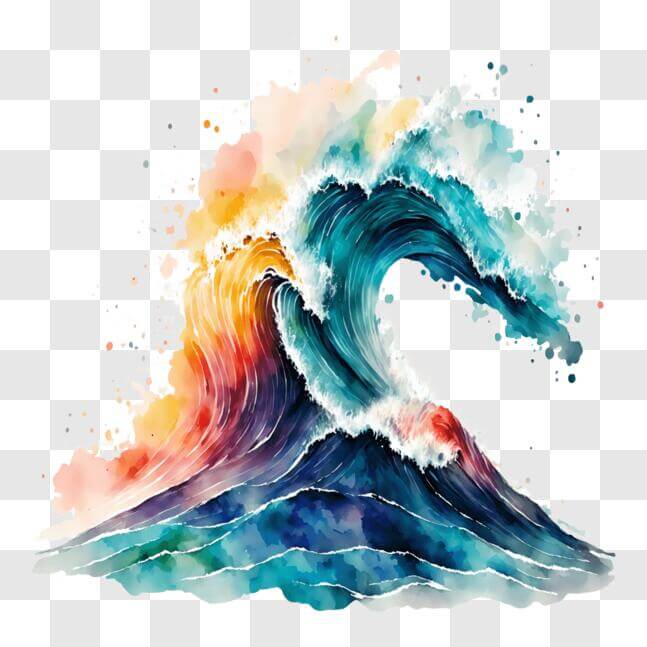 Download Vibrant Watercolor Painting of a Wave PNGs Online - Creative ...