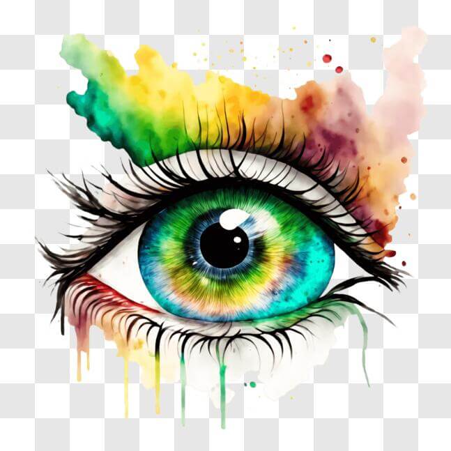 Download Colorful Eye with Dripping Paint PNGs Online - Creative Fabrica