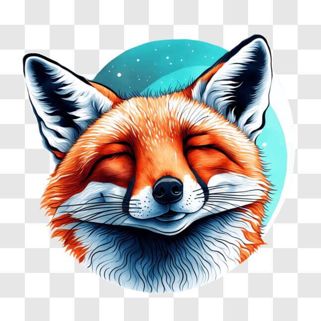 Download Orange Fox Drawing with Closed Eyes and Smiling PNGs Online ...