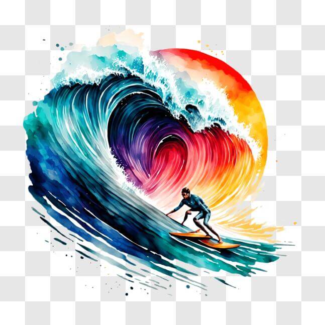 Download Vibrant Surfing Image - Surfer Riding Heart-shaped Wave PNGs ...