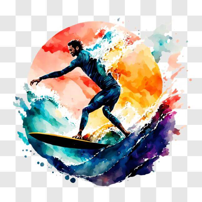 Download Colorful Surfing on a Wave PNGs Online - Creative Fabrica