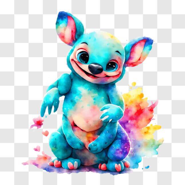 Download Colorful Stitch Animal with Watercolor Paint Splashes PNGs ...