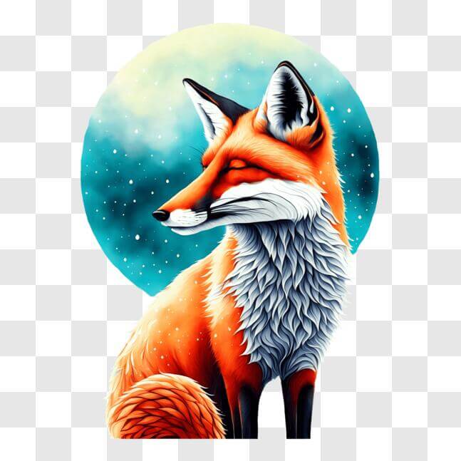 Download Red Fox Sitting in Front of Full Moon PNGs Online - Creative ...
