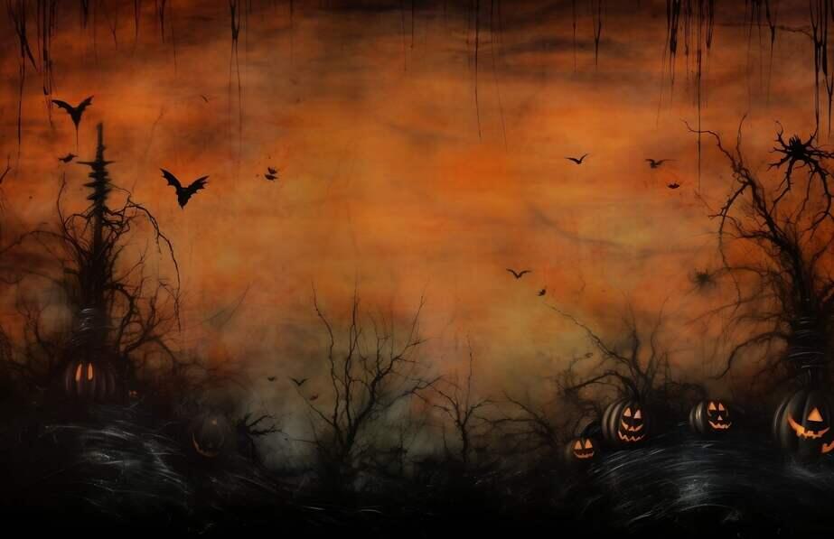 Download Spooky Halloween Scene with Pumpkins and Bats Backgrounds ...
