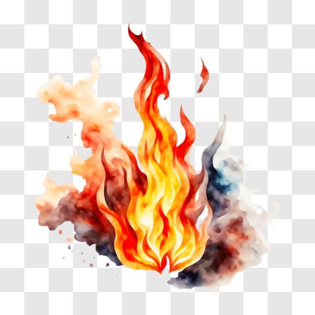 Download Watercolor Painting of Fire with Water Splashes PNGs Online ...