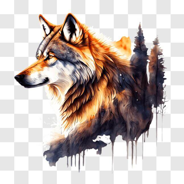 Download Abstract Wolf Head with Nature Elements PNGs Online - Creative ...