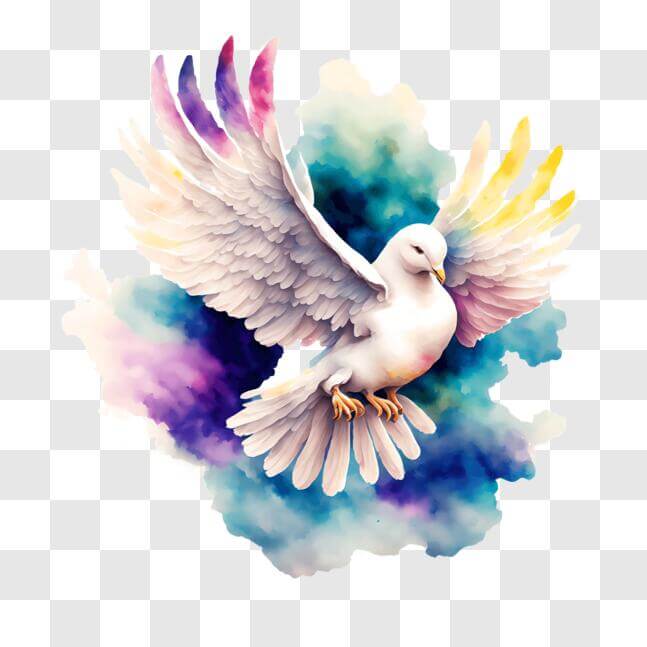 Download Colorful Dove in Flight PNGs Online - Creative Fabrica