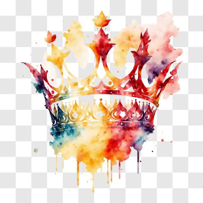 Download Colorful Crown with Watercolor Drips PNGs Online - Creative ...