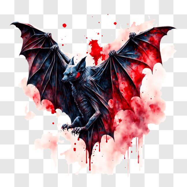 Download Black Bat Flying with Blood Splatters PNGs Online - Creative ...