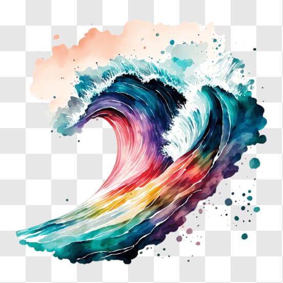 Download Ocean Wave Heart Watercolor Painting with Colorful Corals and ...