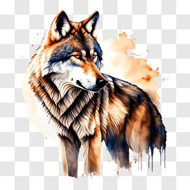 Télécharger Illustration d'un loup avec un arrière-plan de taches de ...