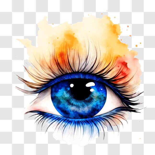 Download Eye with Blue Lashes on Colorful Background PNGs Online ...