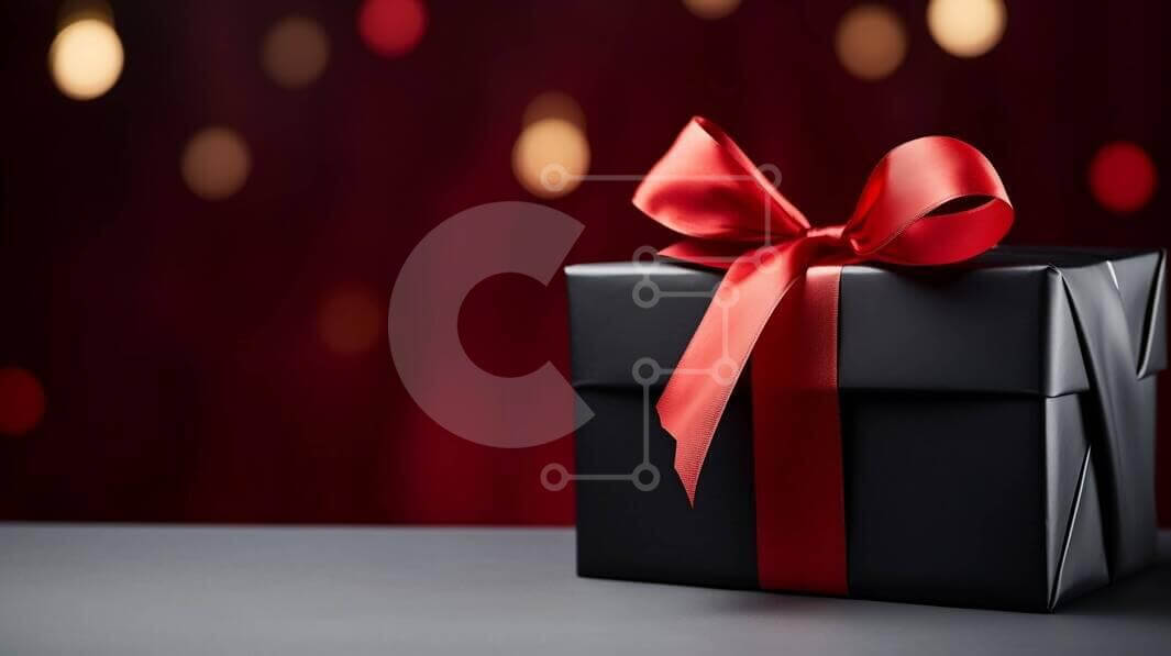 Exciting Gift Box with Bokeh Lights Background stock photo | Creative Fabrica