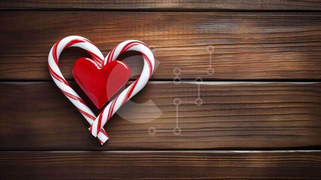 Heart-Shaped Candy Cane Decoration for Valentine's Day stock photo | Creative Fabrica