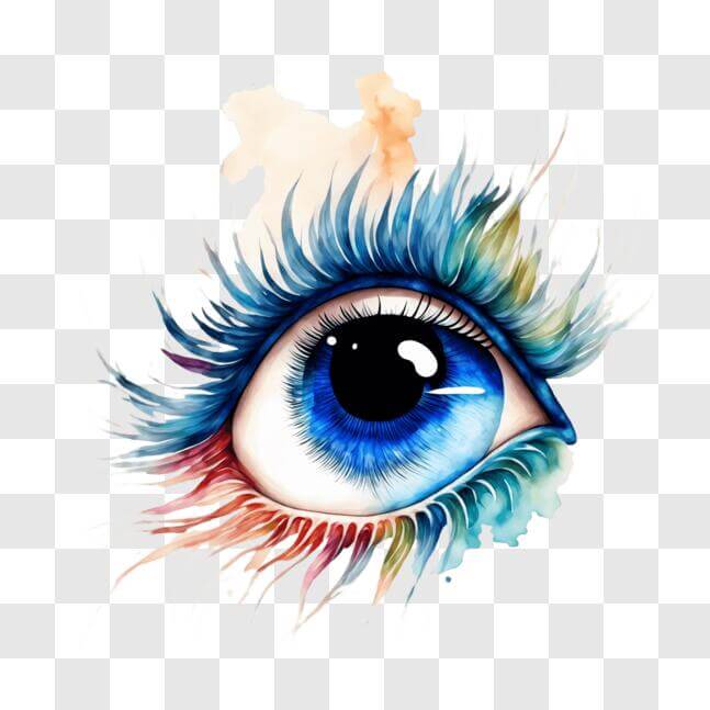 Download Vibrant Eye Art with Colorful Hair and Eyelash PNGs Online ...