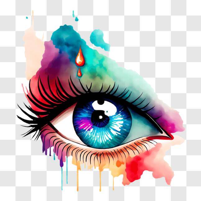 Download Crying Eye with Colorful Background and Dripping Paint PNGs ...