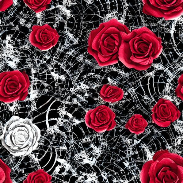 Download Seamless Pattern of Red Roses and Spider Webs on Black ...
