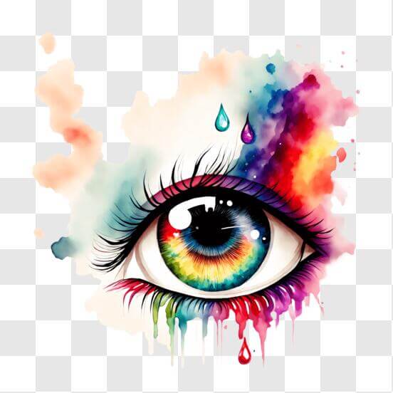Download Colorful Eye with Dripping Paint PNGs Online - Creative Fabrica
