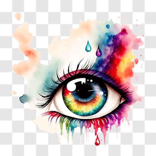 Download Colorful Eye with Dripping Paint Drops PNGs Online - Creative ...