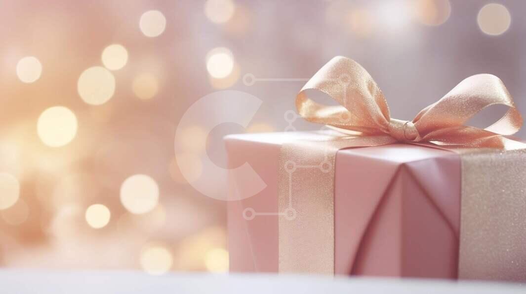 Elegant Pink Gift Box with Bokeh Lights stock photo | Creative Fabrica