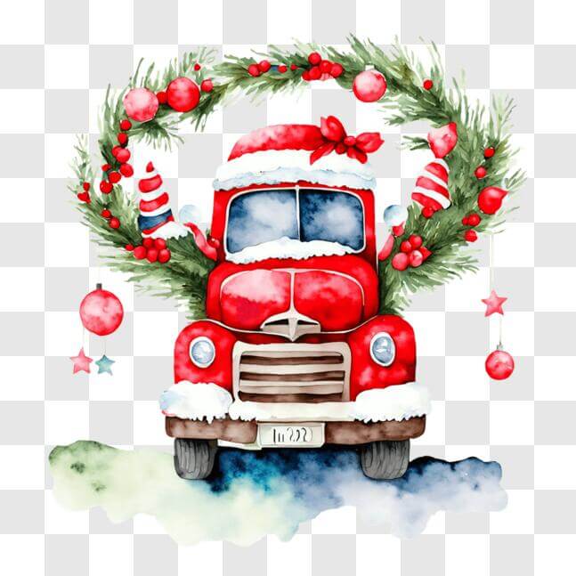 Download Red Christmas Truck with Decorations PNGs Online - Creative ...