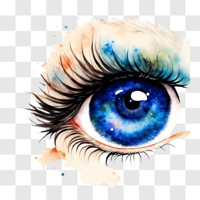 Download Blue Eye with Watercolor Splashes PNGs Online - Creative Fabrica