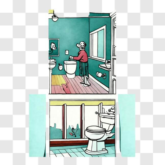 Download Funny Bathroom Comic Strip PNGs Online - Creative Fabrica
