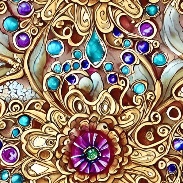 Download Gold Floral Pattern with Gemstones Illustration Patterns ...