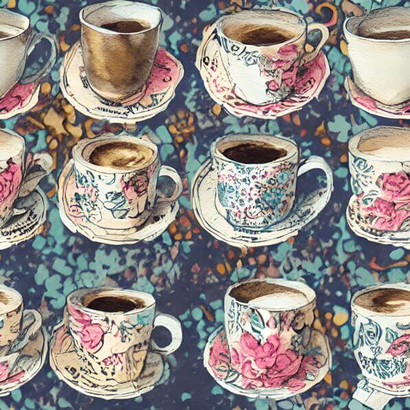 Download Collection of Floral Patterned Coffee Cups and Saucers ...