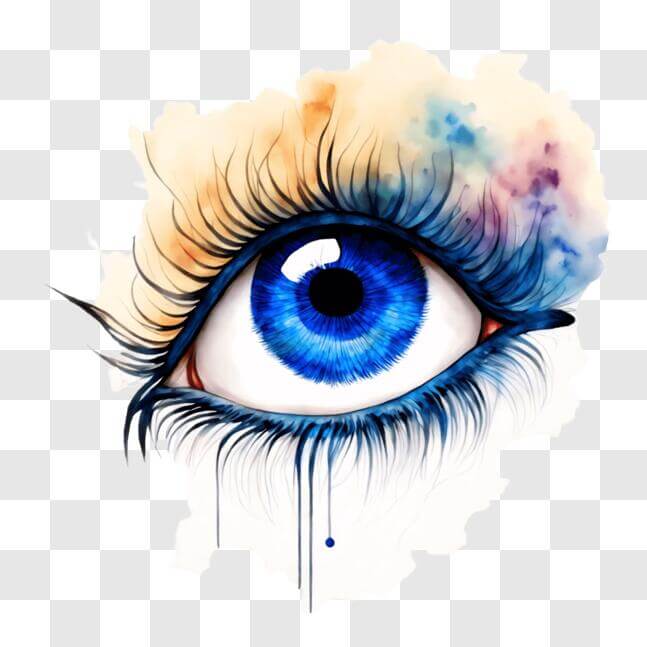Download Abstract Blue Eye with Long Lashes and Dripping Water PNGs ...
