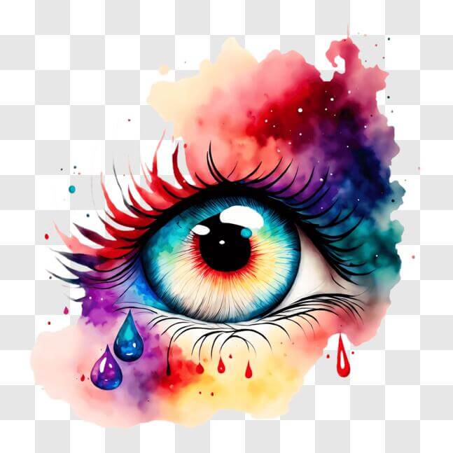 Download Colorful Abstract Eye with Falling Tears PNGs Online ...