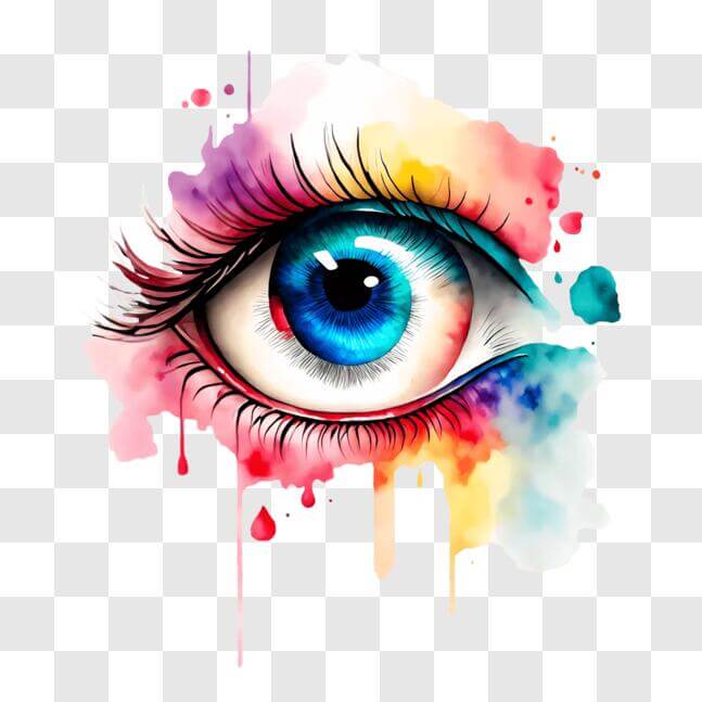 Download Colorful Eye with Dripping Paint on Black Background PNGs ...