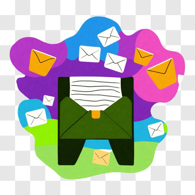 Download Envelope filled with mail pieces and colorful balloons PNGs ...