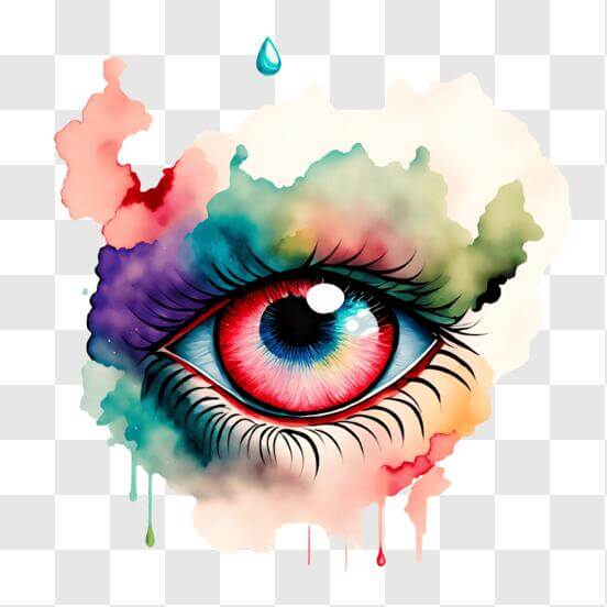 Download Colorful Eye with Dripping Paint PNGs Online - Creative Fabrica