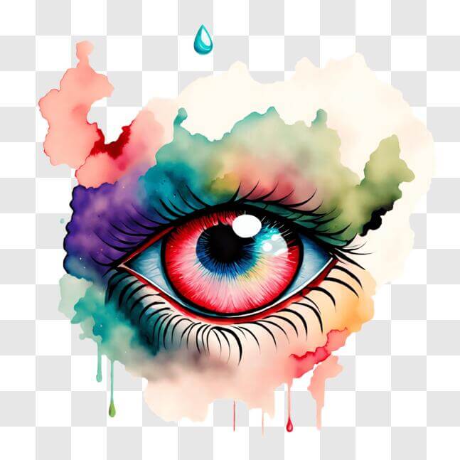 Download Colorful Watercolor Eye with Dripping Water PNGs Online ...