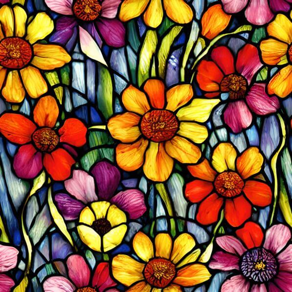 Download Colorful Stained Glass Pattern of Flowers Patterns Online ...