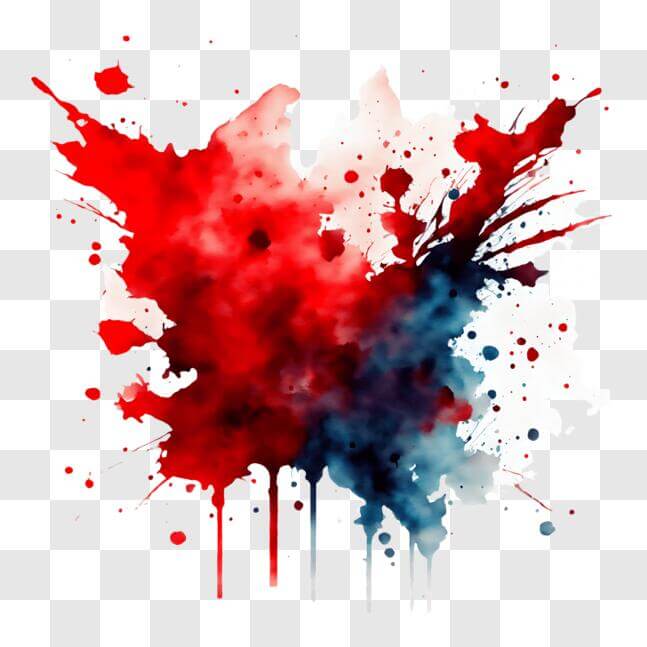 Download Abstract Paint Splatter Design in Red, Blue, and White PNGs ...