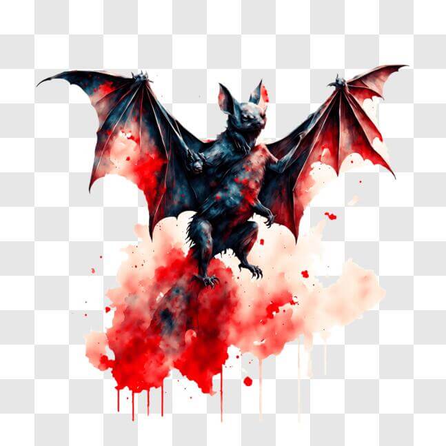 Download Mysterious Black Bat with Red Paint Splatters PNGs Online ...