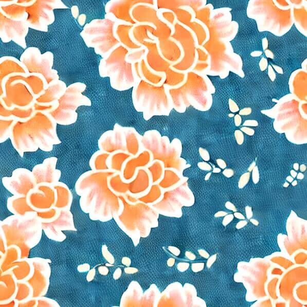 Download Orange and White Floral Pattern on Blue Background Patterns ...