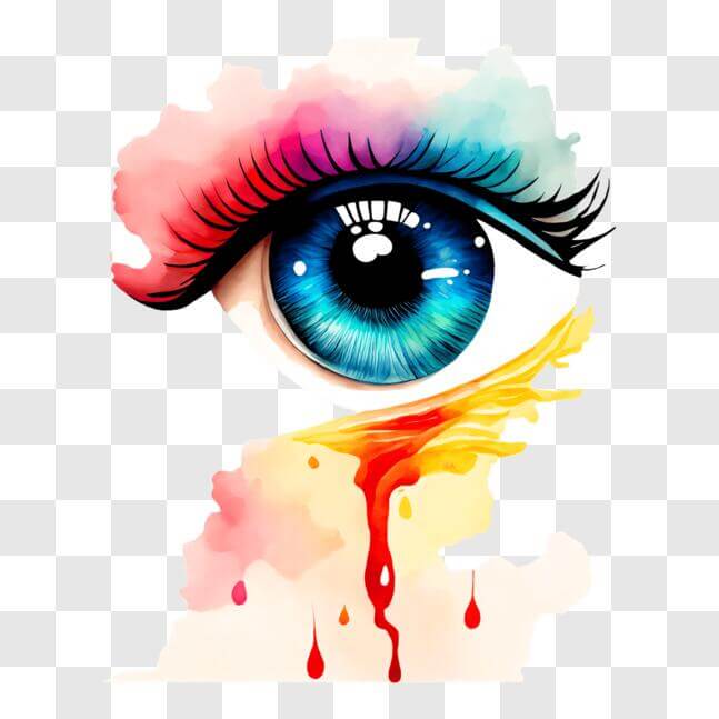 Download Colorful Eye with Dripping Blood PNGs Online - Creative Fabrica