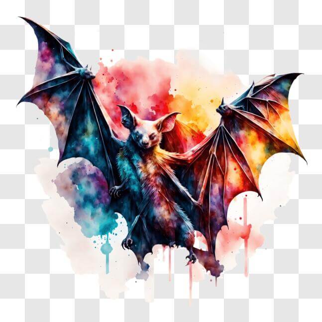 Download Colorful Bat Flying in the Air PNGs Online - Creative Fabrica