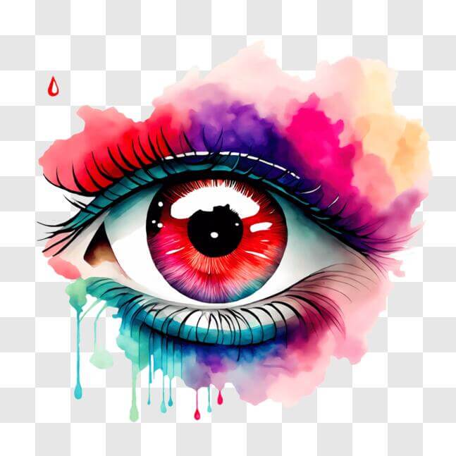 Download Colorful Eye with Drips of Paint PNGs Online - Creative Fabrica