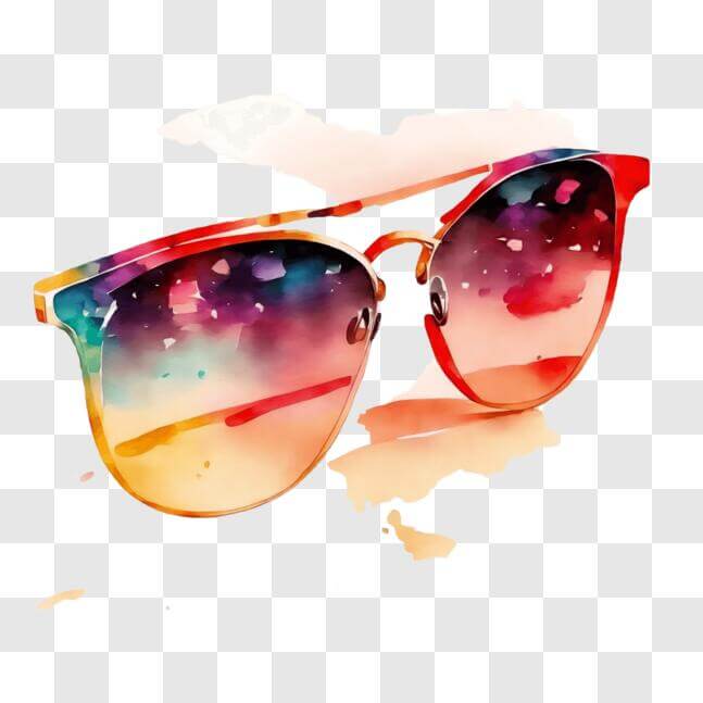 Download Colorful Watercolor Sunglasses on Paper PNGs Online - Creative ...