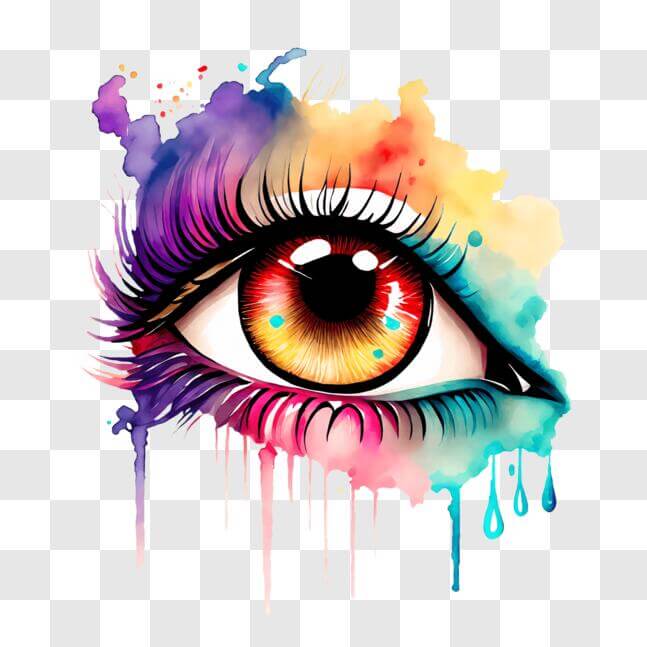 Download Vibrant Eye with Abstract Dripping Paint Background PNGs ...