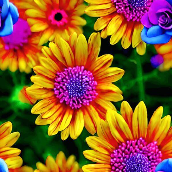 Download Colorful Flower Arrangement with Yellow, Blue, and Purple ...