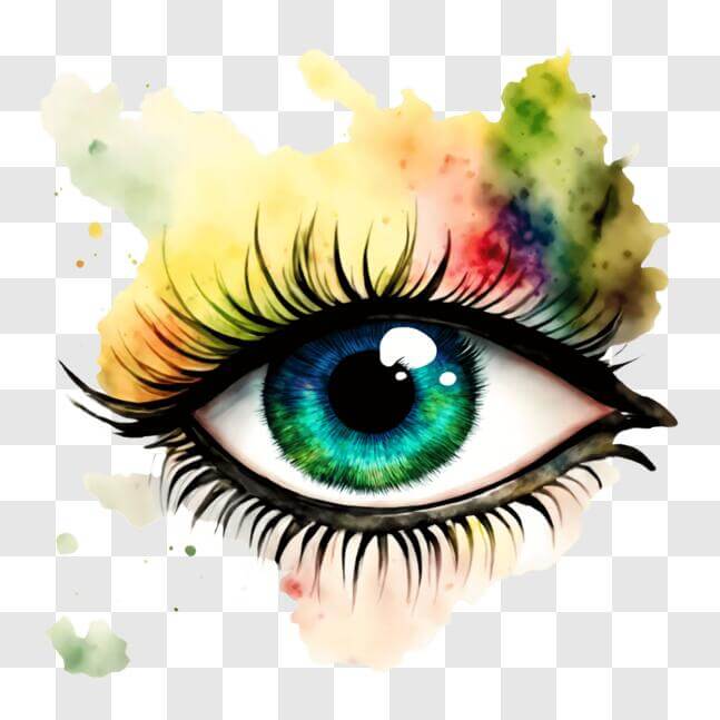 Download Colorful Eye with Watercolor Background PNGs Online - Creative ...